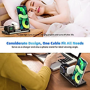 3 in 1 Charging Station for Multiple Apple Devices, Foldable Wireless Charger Stand for iPhone Series AirPods Pro/3/2/1, Fast Charging Dock for Apple Watch SE/7/6/5/4/3/2/1 with 18W Adapter