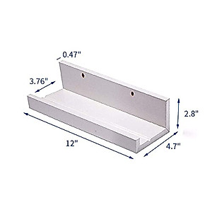 Muzilife 12 Inch White Floating Shelves - Set of 2 Rustic Wood Floating Shelves - Wall Mounted Small Picture Ledge for Bathroom, Bedroom, Living Room