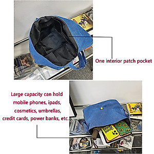 GOQUFOY Cross Body Bag Purses for Women Medium Size Blue Jean Denim Messenger Cute Women's Canvas Crossbody Bags Casual Handbags Trendy Everyday Crossover Shoulder Bag Hobo Adjustable Strap