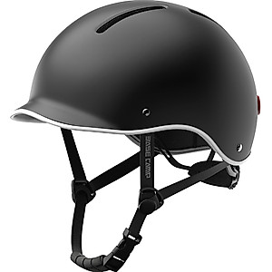 BASE CAMP BC-019 Adult Bike Helmet with Rechargeable Rear Light for Men & Women, Safety Certified Adjustable Urban Stylish Bicycle Helmet for Commuting, Skateboard, Scooter, Ebike