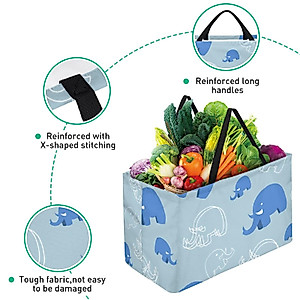 Cartoon Elephant Full Print Large Capacity Laundry Organizer Tote Bag - Reusable and Foldable Oxford Cloth Shopping Bags