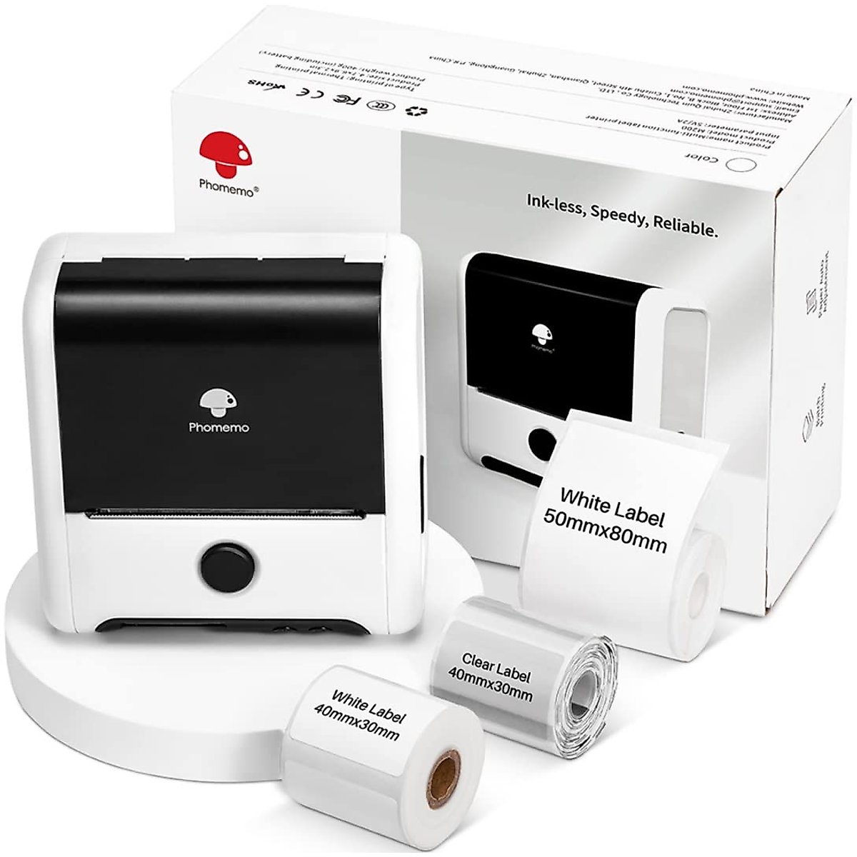 Phomemo Label Makers-M200 Label Printer Machine with 3 Paper,2023 Upgrade 3 Inch M110 Label Maker,WiFi Bluetooth Thermal Label Printer,Phone Support,for Android iOS,for Shipping,Labeling- White