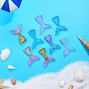 36 Pieces Acrylic Mermaid Tails Cupcake Toppers Mini Wrappers Mermaid Tail Figurines Cake Decorations for Mermaid Party Birthday Party, Baby Shower, Party Supplies Favors