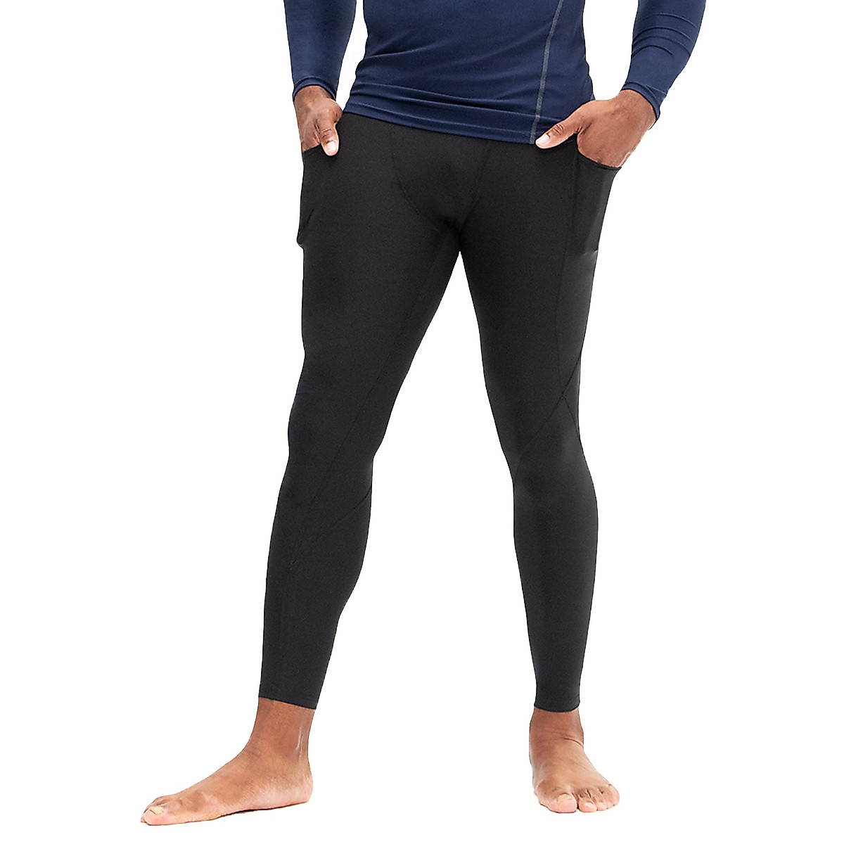 DEVOPS Men's Compression Pants Athletic Leggings (Large, Black/Camo Black/Camo Grey)