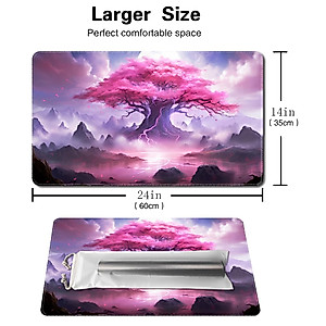 SIXTORE Premium Board Game 24x14in TCG Playmat Compatible for OCG CCG RPG MTG Play Mats,Mousepad Desk Mat (Pink Sakura)