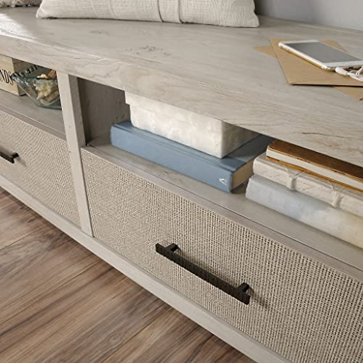 Sauder Pacific View Entryway Bench, L: 48.47" x W: 17.48" x H: 20.16", Chalked Chestnut Finish