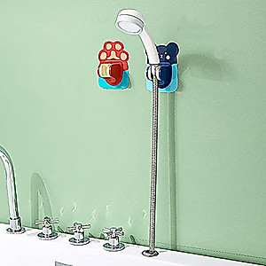 Strong Adhesive Shower Head Holder, Cute Cartoon Wall Mount Shower Holder, Waterproof Shower Bracket by Loranzi (Blue)