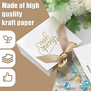 VGOODALL 24PCS White Thank You Gift Bags, Party Favor Bags with Bow Ribbon Mini Gift Boxes Bulk Candy Bags for Birthday Wedding Party Bridal Shower