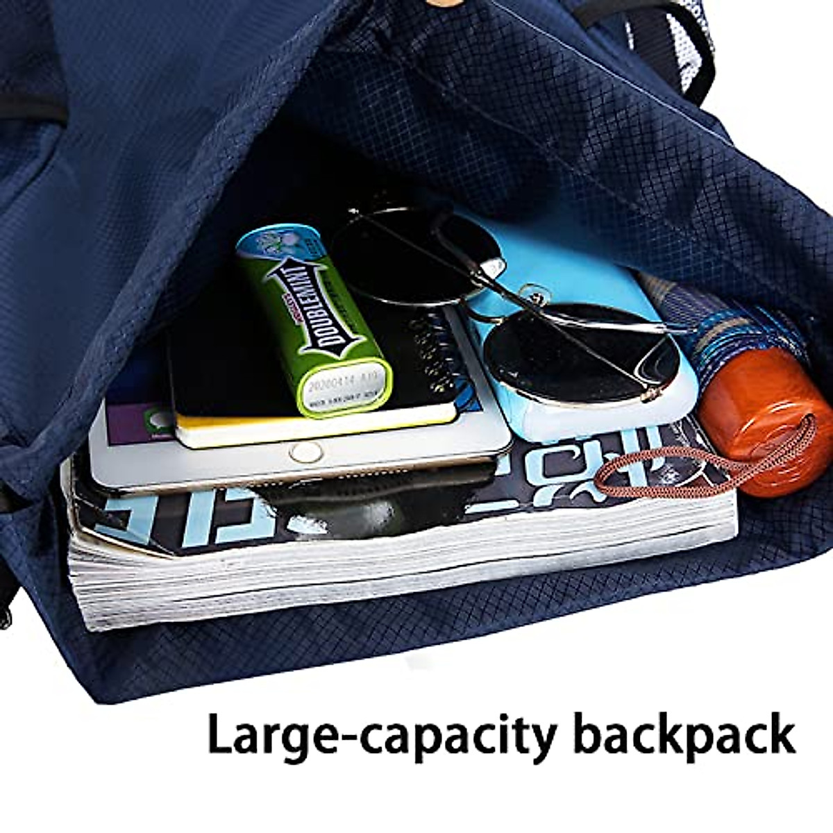 Knchy Drawstring Backpack Bag with Mesh Side Pockets, Large Capacity Sports Gym Bags Waterproof Workout Back Pack for Women Men, Light Draw String Backpacks for Cycling Football Basketball Soccer Yoga