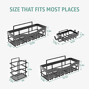 GD Adhesive Shower Caddy Bathroom Shower Organizer Storage 5 Pack Set, Adhesive Shower Organizer for Bathroom & Storage, Stainless Steel, Rustproof Stainless Steel Bathroom Organizer, No Drilling