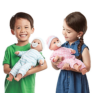 Melissa & Doug Mine to Love Twins Luke & Lucy 15” Light Skin-Tone Boy and Girl Baby Dolls with Rompers, Caps, Pacifiers - First Baby Dolls For Toddlers 18 Months And Up
