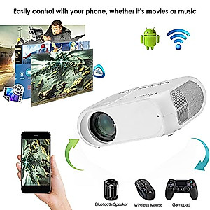 6500 lumens Mini Projector, LED Portable Projector, Video Projector with 1080P Full HD Portable Home Theater Projector, Compatible with iOS / Android, PS4, Xbox, PC, TV (White)
