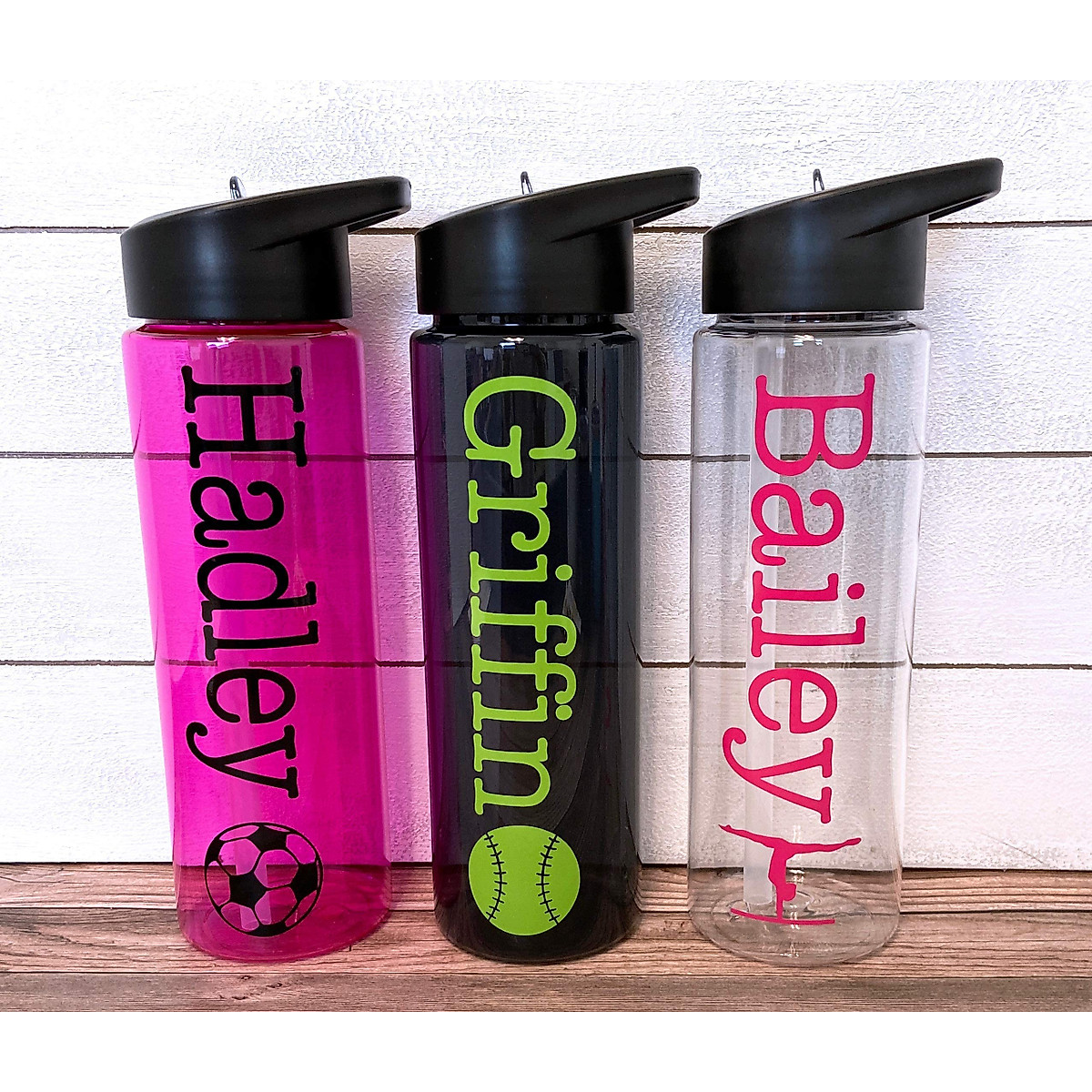 Personalized 24 oz Sports-Themed Water Bottle Tumbler with Custom Vinyl Decal by Avito - Soccer, Volleyball, Baseball, Cheer, Dance, Gymnastics, Ballet, Football, Kids Water Bottle