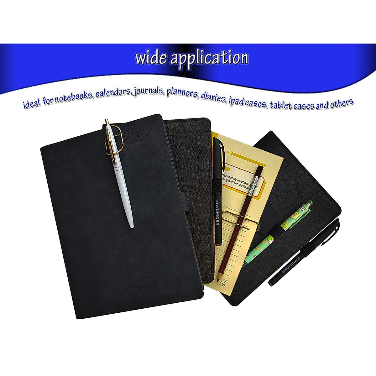 XIWUMOER 10 Pieces Pen Loop Holder,Self Adhesive Pen Holder,Stainless Steel Pen Holder,Pen Clips,Pencil Elastic Loop Designed for Notebooks,Journals,Calendars,Planners,Tablet Case for School, Office