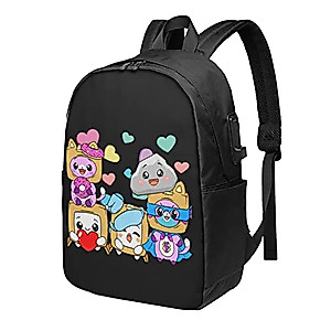 Travel Laptop Backpack，Cartoon Large Laptop Bookbag，Mens Women 17 Inch Knapsack Black