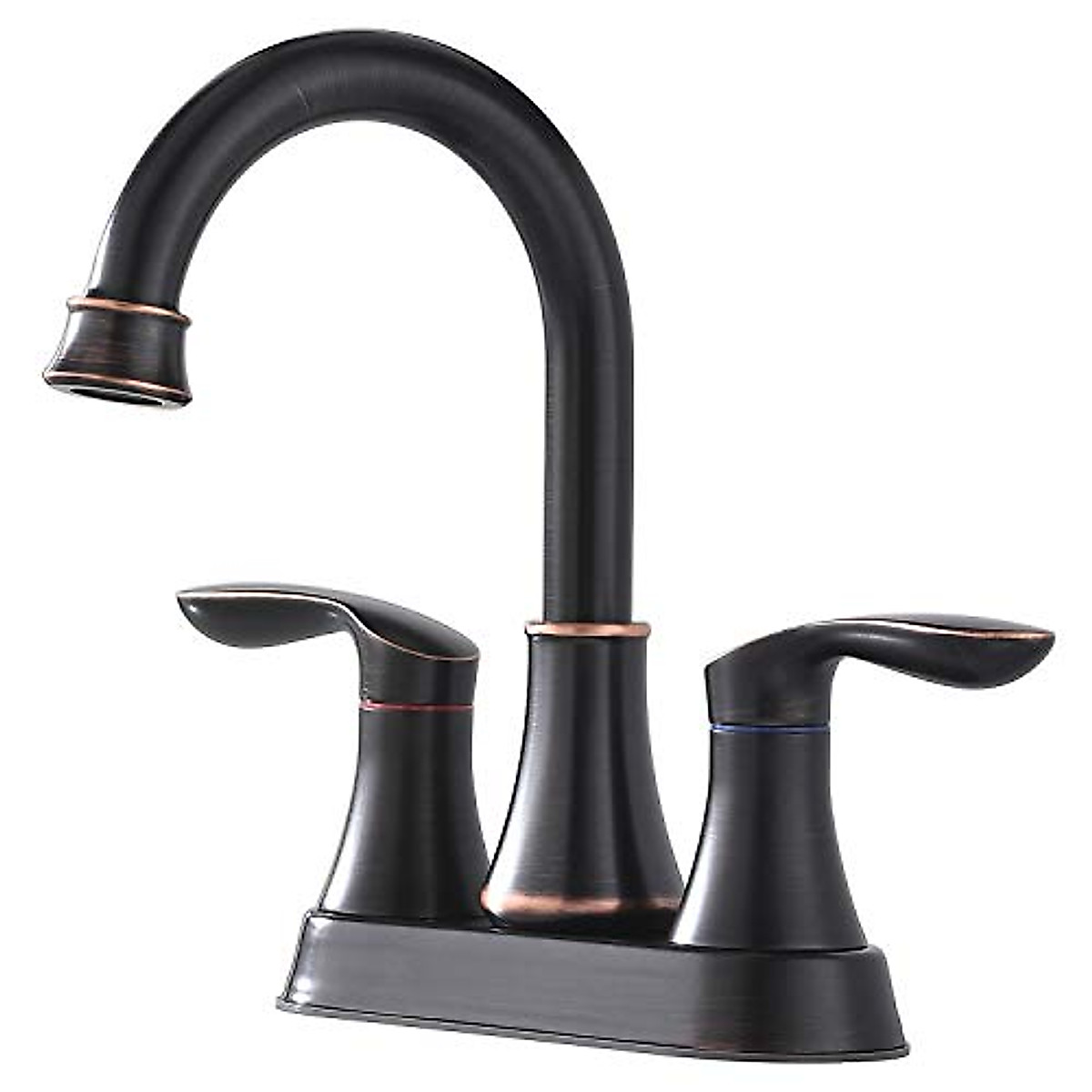 Comllen Oil Rubbed Bronze Bathroom Faucet Centerset 4 Inch Two Handle Bathroom Sink Faucet with Swivel Spout Bronze Faucet for Bathroom Sink Without Pop up Drain Water Supply Lines