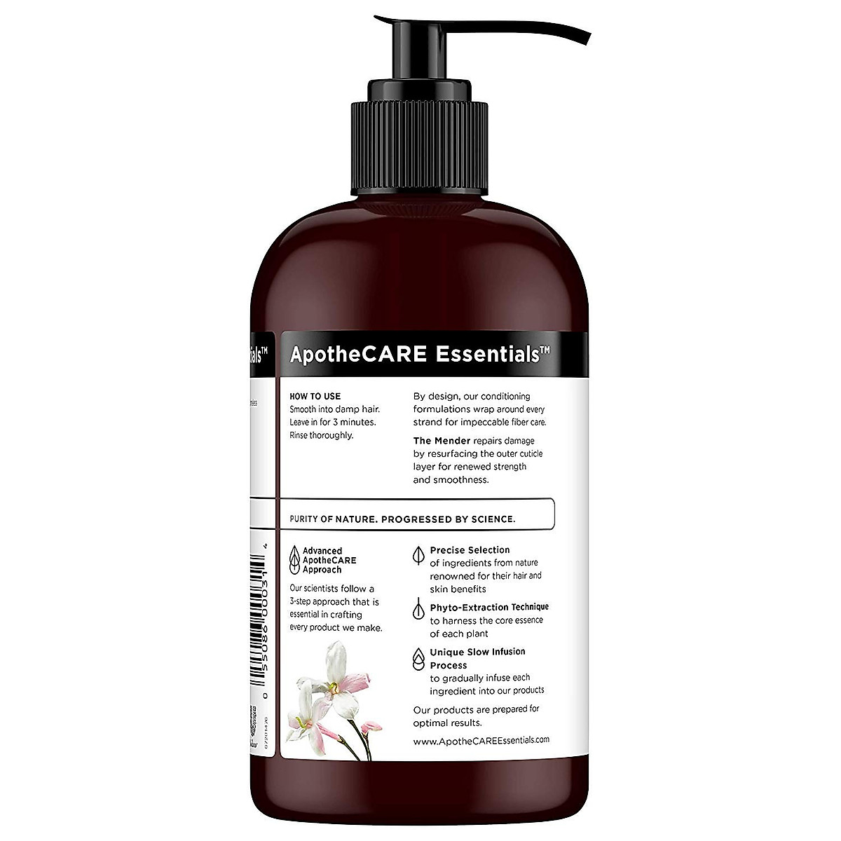 ApotheCARE Essentials Conditioner - The Mender - Coconut Milk, White Jasmine, Vitamin E - Net Wt. 12 FL OZ (355 mL) Per