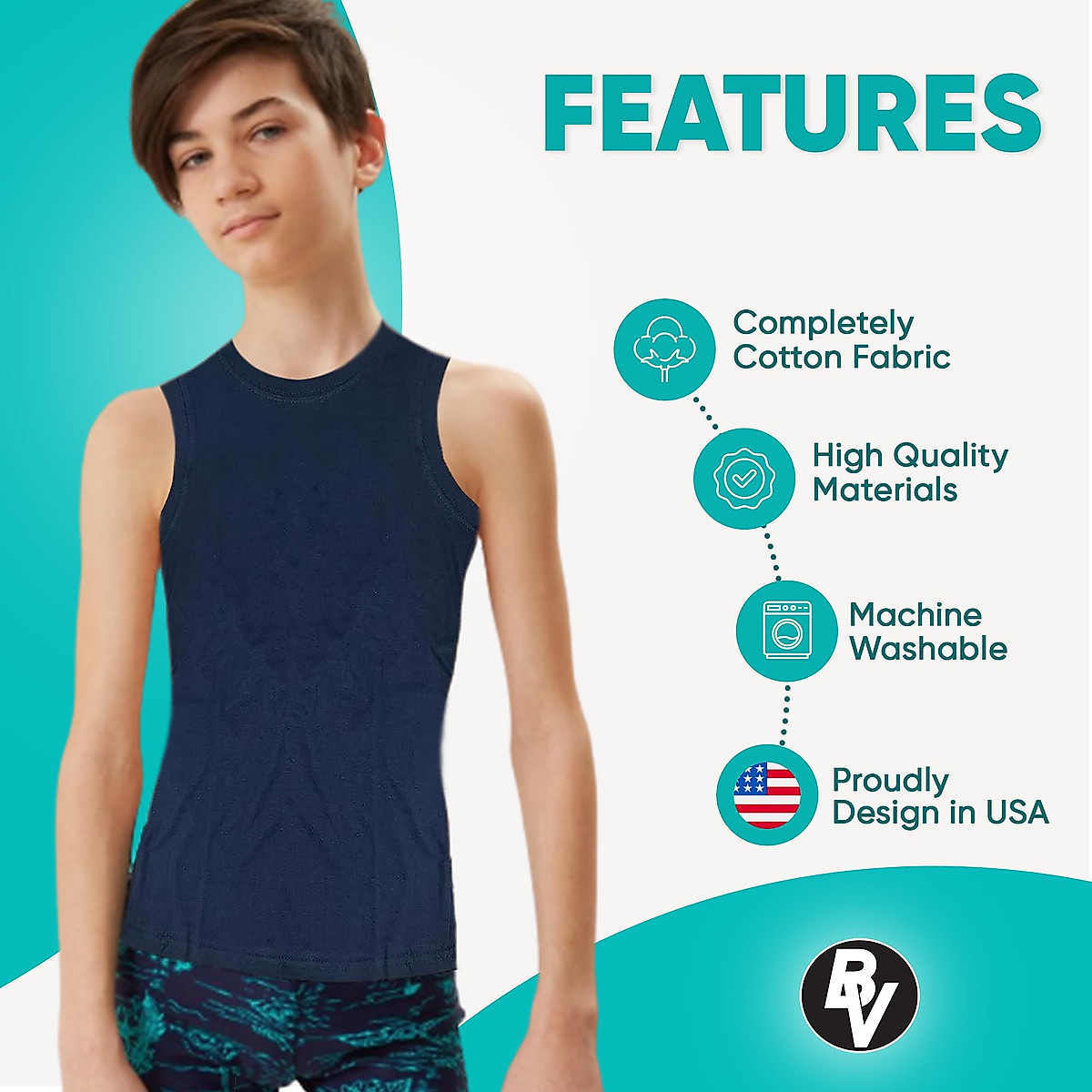 BROOKLYN VERTICAL Boys 3 Pack Muscle Shirt Sleeveless Tee - Tagless Cotton Super Soft (as1, Numeric, Numeric_6, Numeric_8, Regular, Combo A)