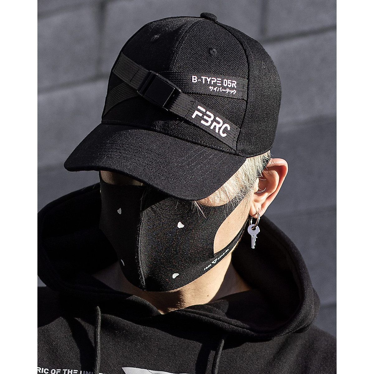 Fabric of the Universe Triangle Logo Techwear Japanese Streetwear Baseball Cap (Black B-Type 05R)