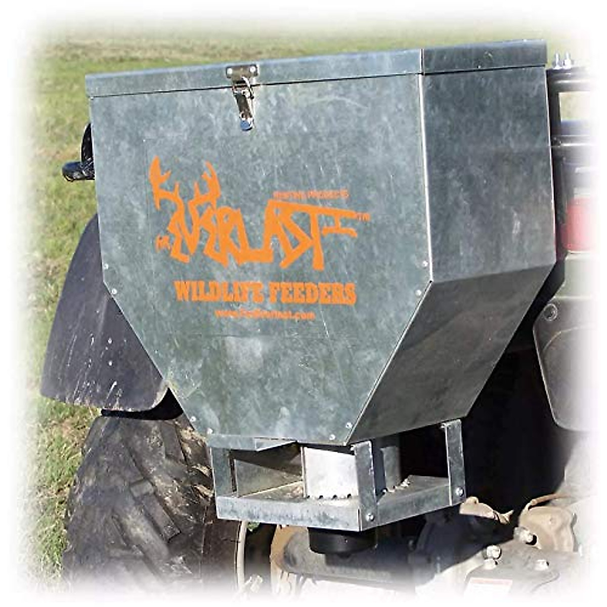 ForEverlast Galvanized Steel ATV Spreader Hitch Mount, Truck Deer Feeder, UTV Feeder & Tailgate Feeder | Great as a Corn Spreader for Wildlife and Hunting, 50 LBS