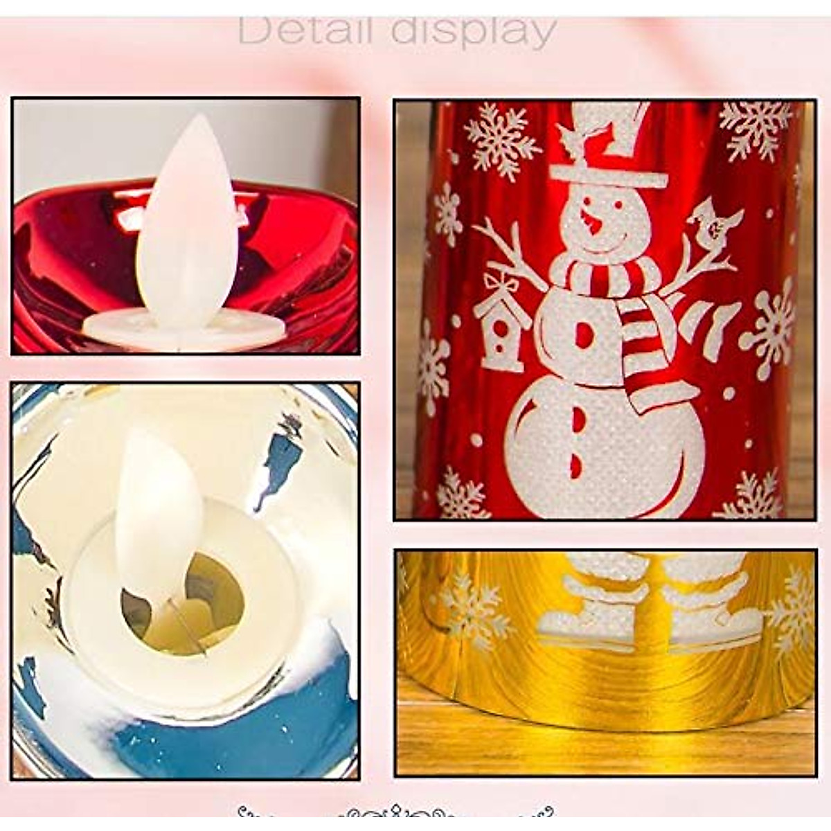 Mochalight Christmas Decor LED Wind Lam,Santa Claus Snowman Simulation Candle Light Ornaments for Indoor Outdoor, Events, Parities and Weddings Gold-S M L