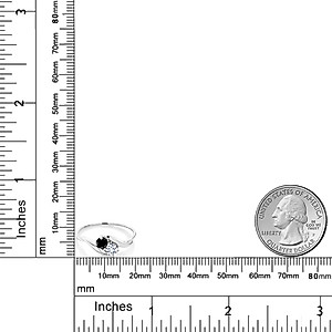 Gem Stone King 10K White Gold Black Diamond and White Moissanite 2-Stone Engagement Ring For Women (0.33 Cttw, Round 3.5MM, Available In Size 5, 6, 7, 8, 9)