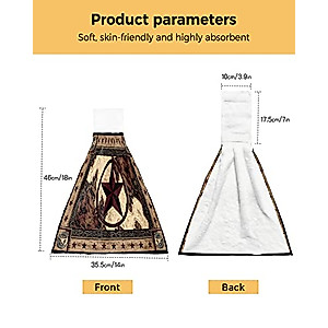 Kitchen Hanging Towel, Hand Towels with Loop Rustic Farmhouse USA Stars on Chic Map 1 Pack Soft Absorbent Tie Towel for Bathroom Retro Wood Plank Tea Bar Dish Cloths Home Cleaning Terry