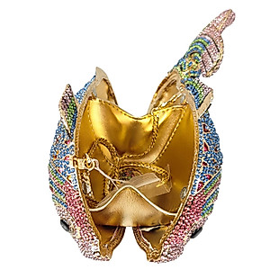 Boutique De FGG Super Mini Women Fish Evening Bags Crystal Clutch Purse Wedding Party Rhinestone Handbags (Pink&Green)