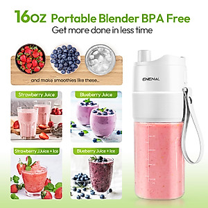 Personal Size Blender, Enenal Portable Blenders Smoothies and Shakes 5000mAh Battery, 16oz Mini Blender USB Rechargeable, Handheld Blender BPA-Free Fruit Smoothie Juicer Cup
