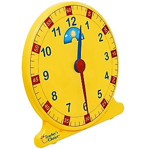 Learn How to Tell Time Teaching Clock – Large 12" Classroom Demonstration Night and Day Learning Clock