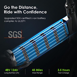 Oraimo Folding Electric Bike for Adults, 750W Brushless Motor(Peak 1000W), 48V 12Ah Hidden Battery Up to 50 Miles, 3.5H Fast Charge, 20" Fat Tire Ebike, 7 Speed Gear (Magic Gray, Standard)