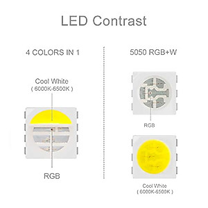 BTF-LIGHTING 5050 RGBW RGB+Cool White(6000K-7000K) 4 Colors in 1 LED 5m 16.4ft 60LEDs/m Multi-Colored LED Tape Lights IP30 Non-Waterproof Black 12mm PCB DC24V for Bedroom Kitchen Home Decoration