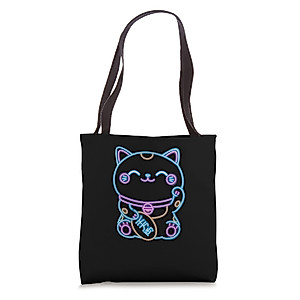 Maneki Japanese Neko Lucky Kawaii Cat Koban Feng Shui Tote Bag