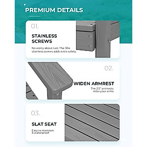 SERWALL Patio Dining Chair Set of 2, Gray