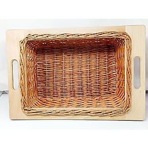 Pull-Out Wicker Basket with Frame Handles for Framed or Frameless 15" or 18" Cabinets w/Beech Frame and Runners (1, Width (11 5/16") for 15" Cabinets) Made in Poland