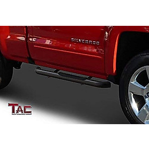 TAC Side Steps Running Boards Fit 1999-2018 Chevy Silverado/GMC Sierra 1500 Regular Cab|1999-2019 Silverado/Sierra 2500/3500 Regular Cab (Exclude C/K Classic) 3" Step Rails Side Bars Nerf Bars