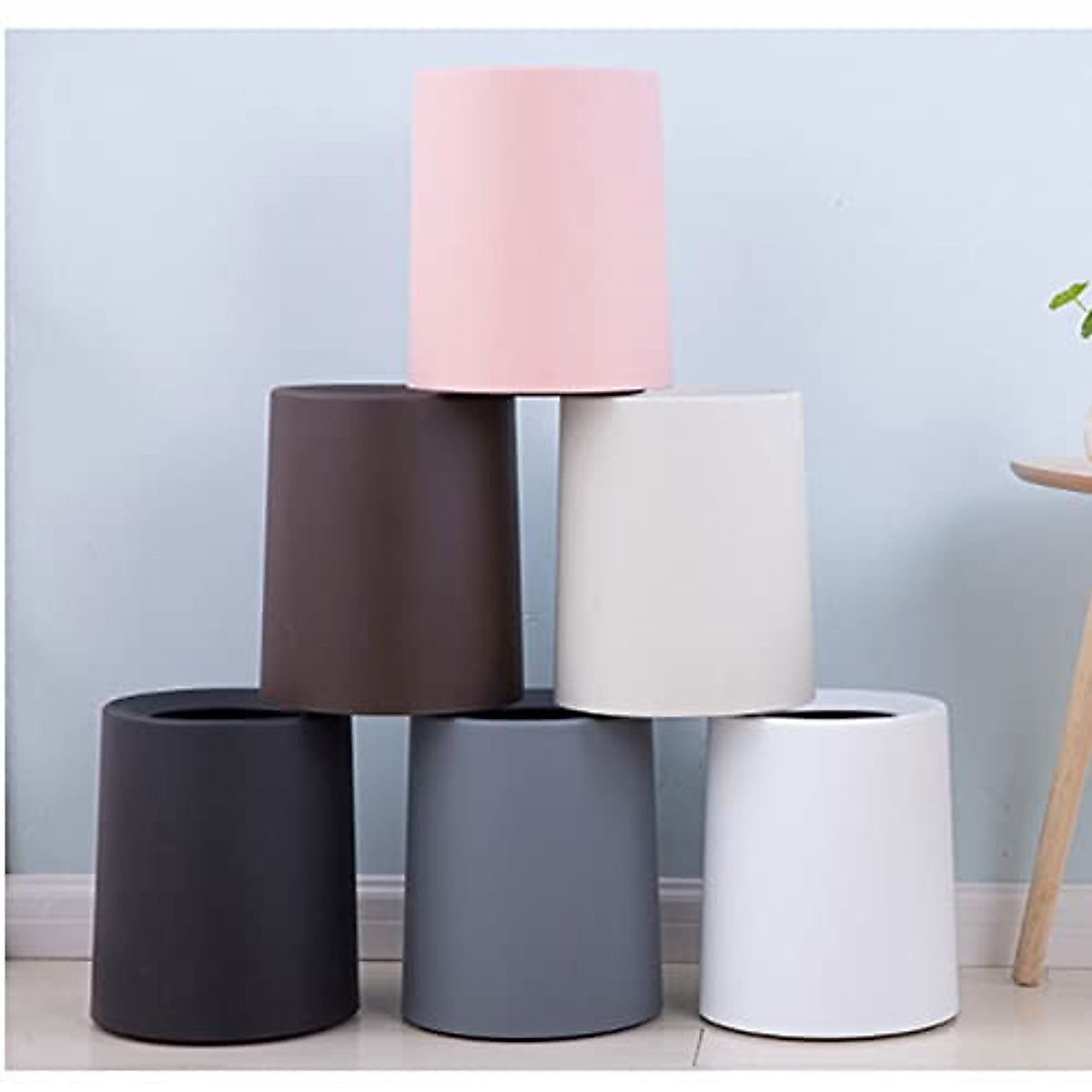 UNNIQ Trash can, Plastic You Haven't Seen Round Trash Can, Trash Can Recycling Bin, Bathroom, Kitchen, Bedroom, Home Office, Outdoor Trash Can Recycling (Color : White, Size : Small)