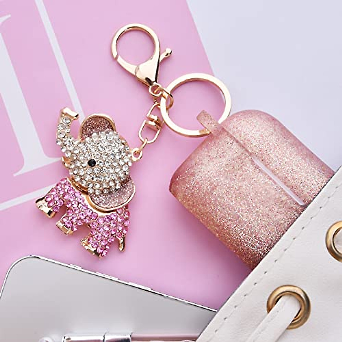 VISOOM Airpods Pro 2 Case Cover Cute with Bling Elegant Keychain for Apple Airpods pro 2nd Generation Case Cover Silicone iPod pro 2 Case Airpods pro 2nd Generation/Air Pro Pods 2nd Gen (Rose Gold)