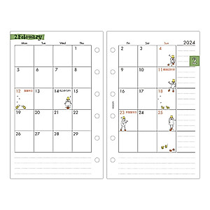 Midori 27088006 2024 B7 Monthly Country Time Planner Refill, Starts December 2023 (Ojisan Print)