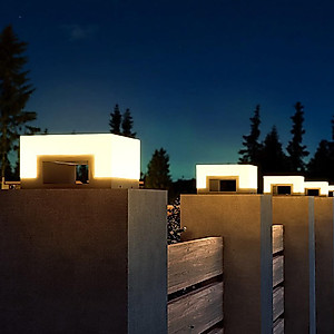 JHBHQKX Outdoor Solar Post Cap Light, Square Exterior Pillar Lantern IP65 Waterproof LED Landscape Lighting Garden Lights for Street Patio Backyard Villa Pathway Lighting