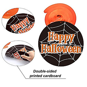 Blulu Halloween Party Hanging Swirl Decorations, Witch Bat Pumpkin and Ghost Spider Foil Swirl Ceiling Hanging Decoration for Halloween Theme Party Outdoor Indoor Decorations Supplies, 30 Pieces