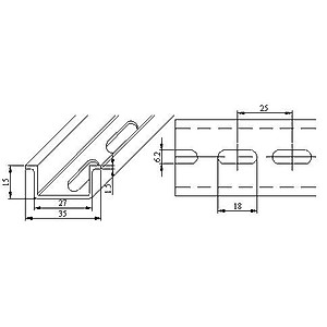ONE Pre-Cut 225 mm (~9 INCH(8.9")) RoHS Steel Slotted 35 x 15 mm DIN Rail