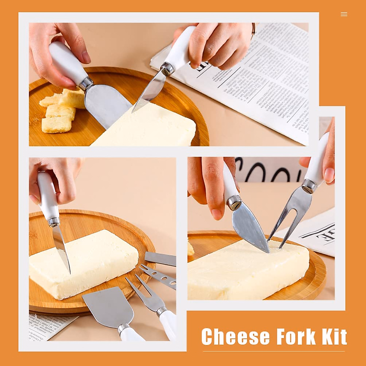 HEMOTON 4Pcs Cheese Cheese Fork Cheese Shaver Butter Spreader Cake kit Butter Cutter Cheese Cutter Cheese Cutting Tool Home Tools Bread Cutter Cutting Machine Travel Stainless Steel