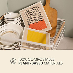 MAISONOVO Swedish Dishcloths | Swedish Dish Towels - Abstract Docle(B) Pack of 2 | Reusable Paper Towels | Reusable Dishcloths | Swedish Dishcloths for Kitchen