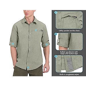 Little Donkey Andy Men's Quick Dry Hiking Shirt, Lightweight Long Sleeve Travel Shirt, Air-Holes Tech Laurel Oak Heather XXXL