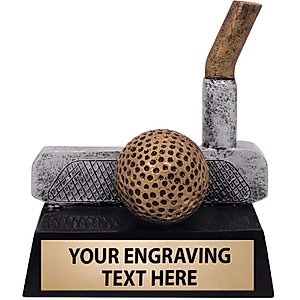 Crown Awards 4.5" Ace Golf Putt Sculpture, Highly Detailed Resin Golf Awards with Customized Engraving