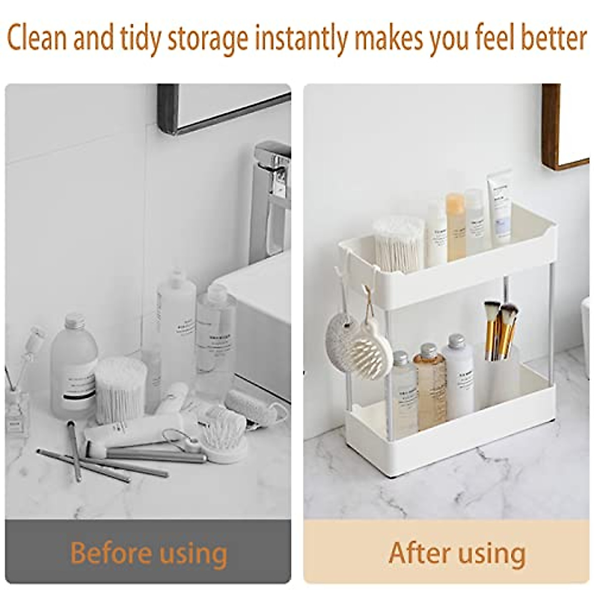3 Tier Bathroom Organizer Countertop Perfume Makeup Organizer Cosmetics Storage Display Rack Vanity Tray Dresser for Bathroom/Wash Gargle/Kitchen/Desktop/Windowsill (White)