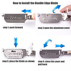 Zertone Straight Razors for Men Natural Wood Scale with 20 Double Edge Blades - Professional and Close Shaving Straight Edge Razor- Manual Shaver, Barber Razor Blade (Aluminum)