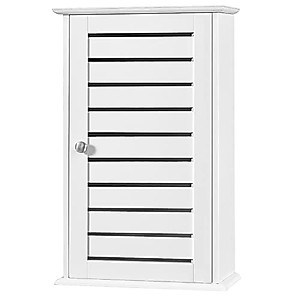 Giantex Bathroom Wall Cabinet, Over The Toilet Storage Medicine Cabinets with Louvered Door and 2 Adjustable Shelves, Wall Mounted Organizer for Living Room, Kitchen and Entryway Wall Cabinet(White)