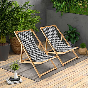 Giantex Patio Folding Camping Chair - Outdoor Sling Chair with 3 Adjustable Position, Breathable Canvas, Bamboo Lounge Chair for Outside, Porch, Deck, Poolside and Backyard, Portable Beach Chair (1)
